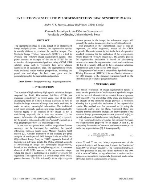 Pdf Evaluation Of Satellite Image Segmentation Using Synthetic Images