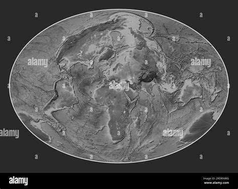Aegean Sea Tectonic Plate On The Grayscale Elevation Map In The Fahey Oblique Projection