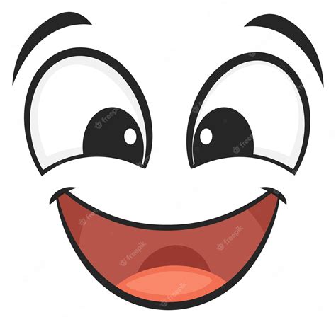 Cara Feliz Con Sonrisa Abierta Emoción De Dibujos Animados Vector Premium