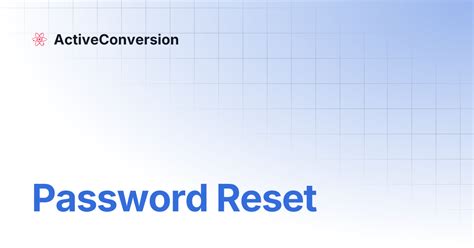 Password Reset Activeconversion