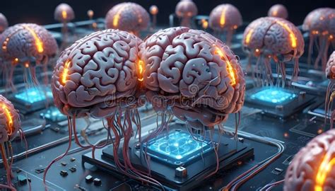 Quantum Computer Style Realistic 3d Fusion Of Human Brains Biological