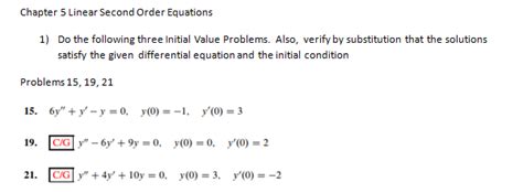 Solved Chapter 5 Linear Second Order Equations 1 Do The