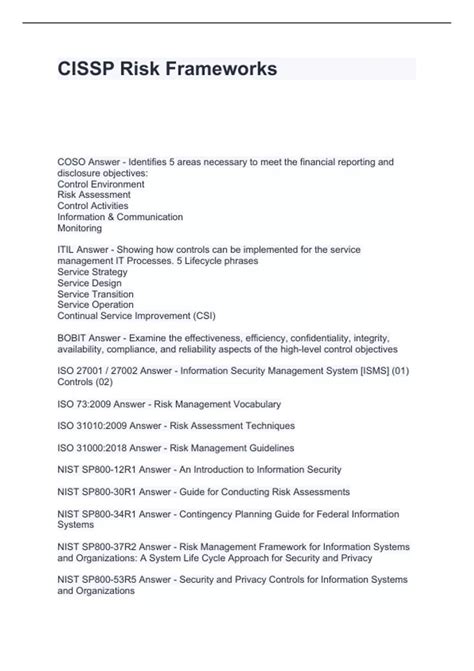 Cissp Risk Frameworks Cissp Stuvia Us
