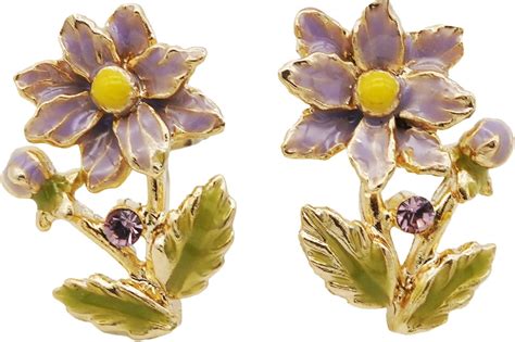 Amazon アクセサリー かわいい きれい おしゃれ 人気 ファッション 桔梗花エポ プレシオサストーン付きチタンピアス パープル