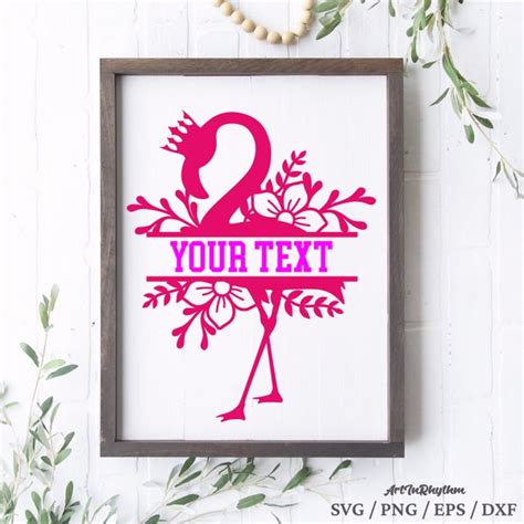 Flamingo Monogram Frame Svg Etsy