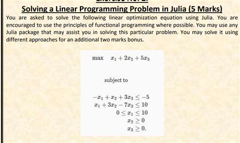Solved Solving A Linear Programming Problem In Julia 5