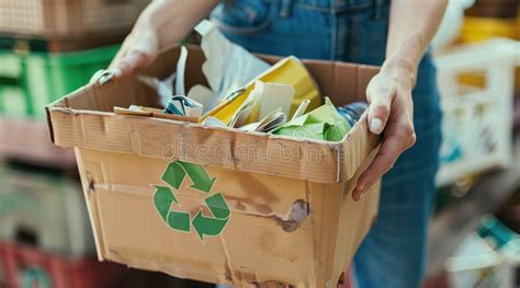 La Mano Que Sostenía Una Papelera De Reciclaje Dentro Era Un Papel De