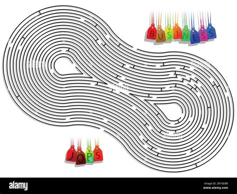 Abstract Conceptual Maze Against White Background Vector Art