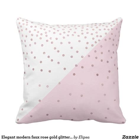 Elegant Modern Faux Rose Gold Glitter Confetti Throw Pillow Throw