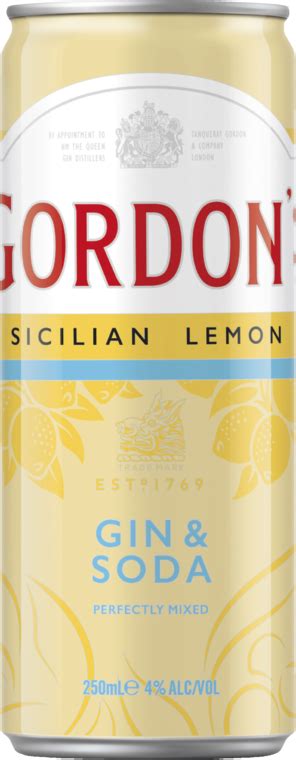 Gordons Sicilian Lemon Can 1x250ml Liquor Legends