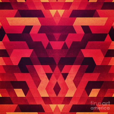 Abstract Geometric Triangle Texture Pattern Design In Diabolic Future Red Digital Art By Philipp