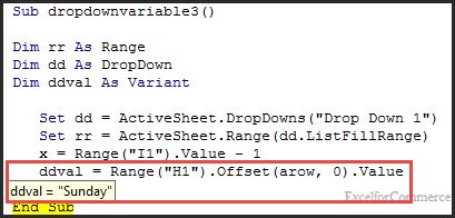 Excel Vba Get Selected Value