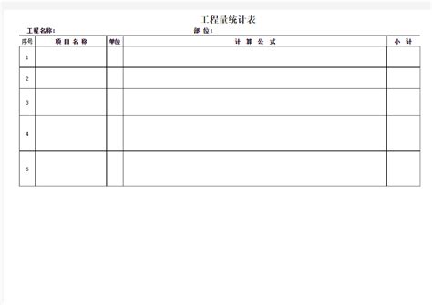 工程量统计表模板 文档之家
