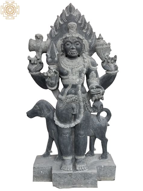 33 Large Hindu God Bhairava Shiva Avatar With Vahana Granite