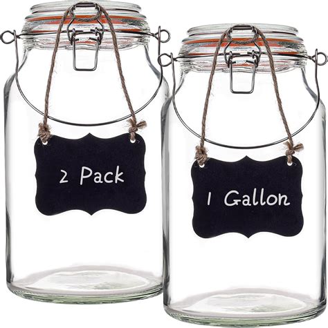 Galssmagic 1 Gallon Glass Jar With Lids2 Pack Super Wide