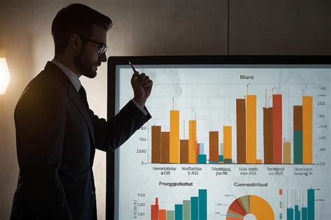 Businessperson Giving A Presentation With A Projector Charts And Graphs