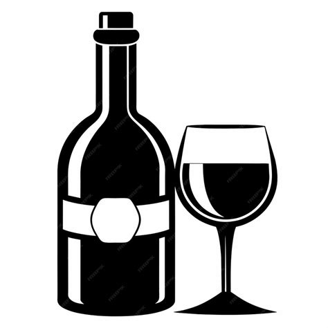 Una Botella De Vino Y Un Vaso De Vino Sobre Un Fondo Blanco Vector