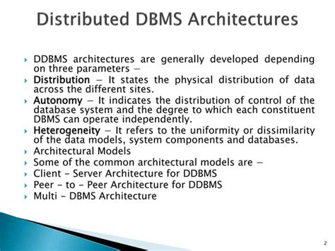 Distributed Dbms Architectures Pptx