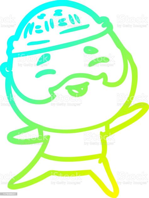 만화 행복한 수염 난 남자의 차가운 그라데이션 선 그리기 개성 개념에 대한 스톡 벡터 아트 및 기타 이미지 개성 개념