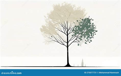 Minimalist Tree Illustration In Flat Design Graphics Made With Generative Ai Royalty Free