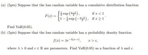 solved a 5pts suppose that the loss random variable has