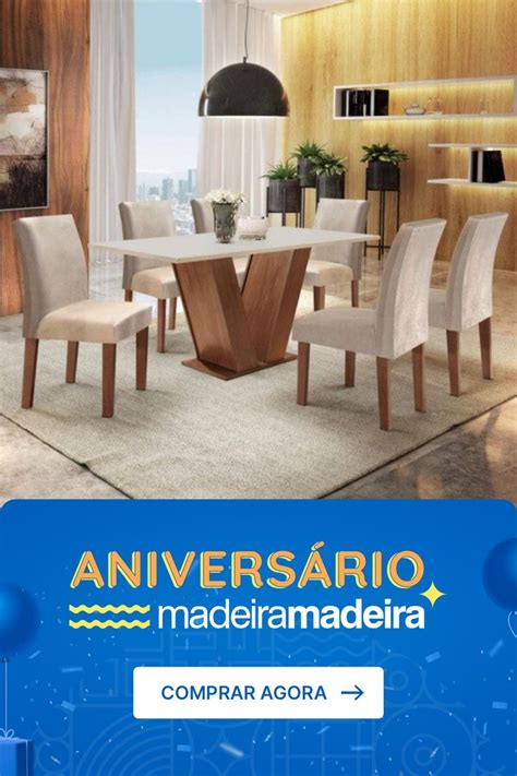 Conjunto Sala De Jantar Mesa Tampo Mdf 6 Cadeiras Espanha Yescasa