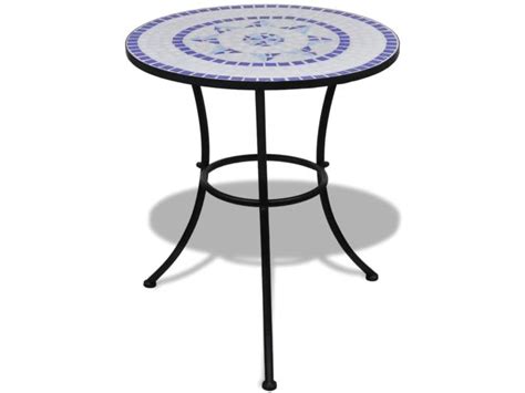 Table De Bistro Bleu Et Blanc 60 Cm Mosaïque