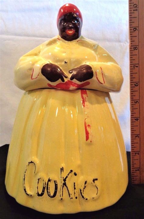 Vtg 1940s Original Mccoy Yellow Mccoy Black Mammy Cookie Jar Aunt Jemima Mccoy Antique