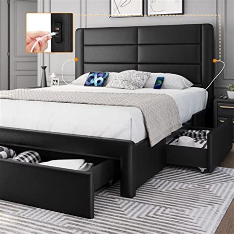 Buy Yaheetech Queen Size Bed Frame Platform With 2 Usb Charging Station