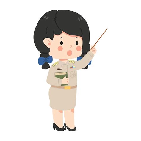 Premium Vector Teacher With Pointer And Book