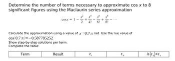 Answered Determine The Number Of Terms Necessary To Approximate Cos X