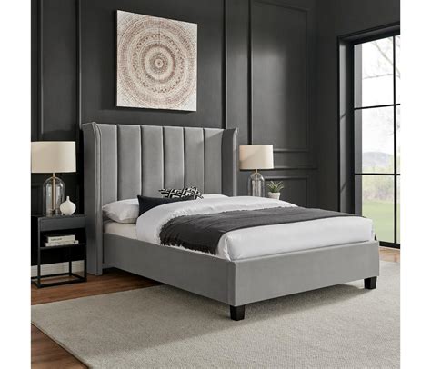 Polaris Silver Soft Fabric Bed Kingsize Upholstered Bed
