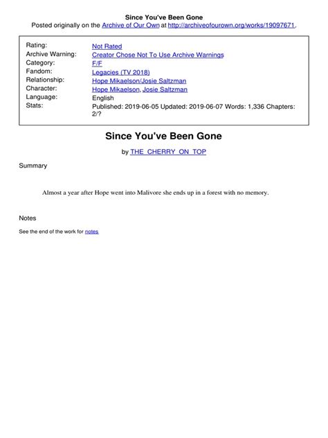 Since Youve Been Gone Pdf