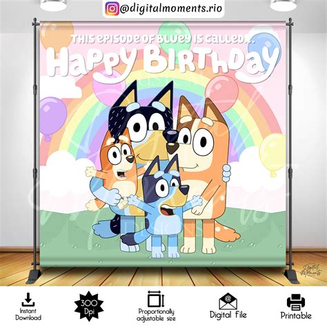 Bluey 8x8 Digital Backdrop Design Instant Download Digital Moments Rio