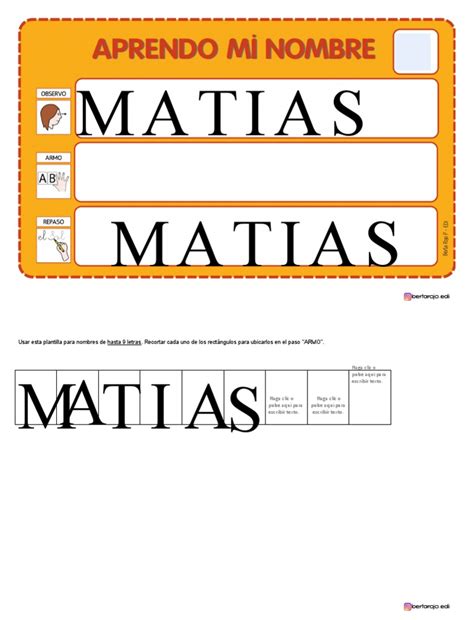 Aprendo Mi Nombre Matias Pdf