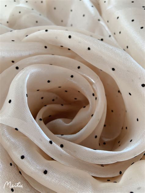 Nude Skin Tone Organza Fabric With Velvet Polka Dots Shiny Etsy