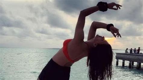 Sushmita Sen Strikes Joyous Pose In Red Swimsuit On Vacation With Boyfriend Rohman Shawl See