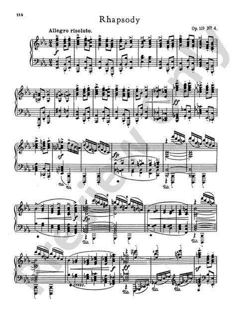 Brahms Intermezzi Rhapsody Op 119 Rhapsody Op 119 No 4 Part Digital Sheet Music Download