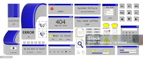 Old Computer Aestethic Elements Stock Illustration Download Image Now Computer Monitor 1990