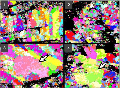 Ebsd Color Coded Orientation Maps Of Sections Selected In Fig 7