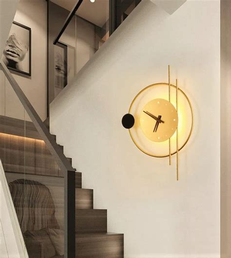 Geometric Wall Clock Art With Led Light And Remote Aroha Decor