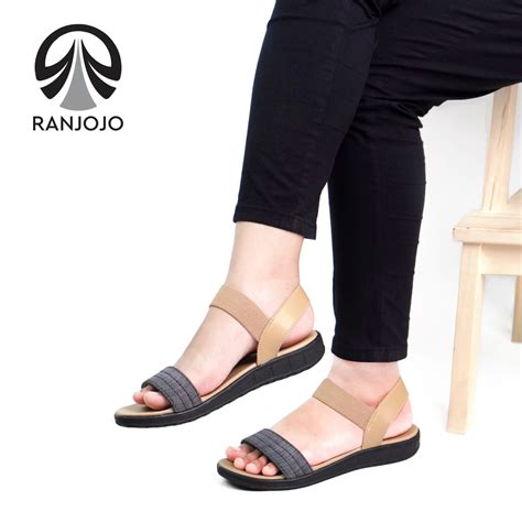 Jual Sendal Wanita Korea Original 100 Ranjojo Sendal Flat Cewek Perempuan Sandal Gunung Wanita