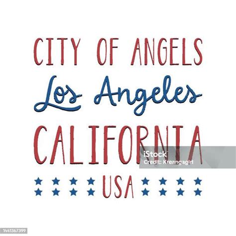 천사의 도시와 캘리포니아 타이포그래피가 있는 로스앤젤레스 손 글자 관광에 대한 스톡 벡터 아트 및 기타 이미지 관광 도시 디자인 Istock