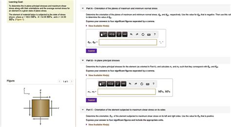 solved learning goal to determine the in plane principal stresses and