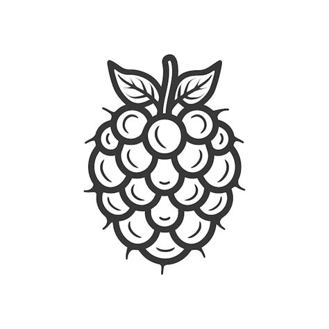 Premium Vector Line Art Illustration Of A Raspberry With Leaves