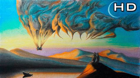 Dibujo De Un Hermoso Paisaje Surrealista Con Lápices Pastel Youtube