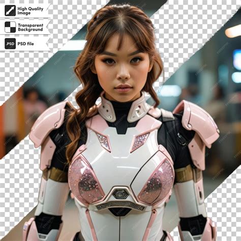 Premium Psd A Woman In A Robot Suit With The Words Quot Cyber Quot On