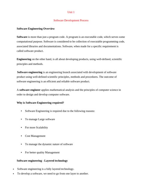 Software Engineering Process Overview Pdf Agile Software