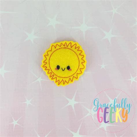 Kawaii Sun Feltie Ith Embroidery Design 4x4 Hoop And Larger
