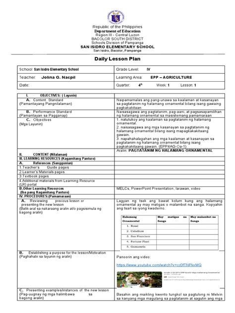 Dlp Epp Q4 Wk 1 Lesson 1 Pdf